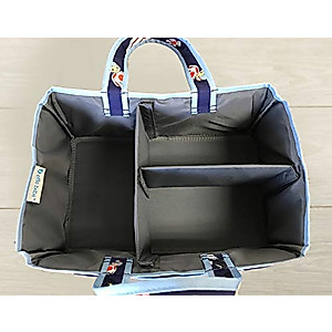 Ethan & Emerson Baby Diaper Caddy - Nursery Storage Bin and Car Organizer for Diapers and Baby Wipes (Navy Shuttle)