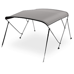 SereneLife Waterproof Boat Bimini Top Cover - 73-78" W 3 Bow Bimini Top Sun Shade Boat Canopy - 1" Double Wall Aluminum Frame Tubes, 2 Front Straps, 2 Rear Support Poles, Storage Boot SLBTW78G