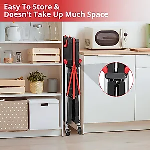 Portable Folding Service Cart,PioneerWorks 3 Tier Collapsible Push Cart,56 lbs Load Capacity/Shelf.Lockable Wheels,Ideal Rolling Tool Storage Organizer for Garage,Workshop & Industrial Use.