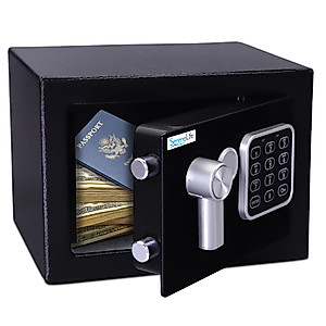 SereneLife Safe Box, Safes and Lock Boxes, Money Box, Safety Boxes for Home, Digital Safe Box, Steel Alloy Drop Safe, Includes Keys