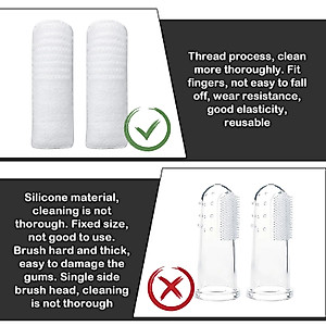 4 PCS Pet Finger Toothbrush Dog Toothbrush Cat Toothbrush Microfiber Fingerbrush for Small to Large Dogs Cats Teeth Oral Cleaning Dental Care Washable Comfortable Durable 1 Set for Two Fingers White