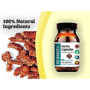 DR WAKDE'S Sariva Capsules (Anantomoola | Hemidesmus indicus) | 60 Veg Caps | Ayurvedic Supplement | Vegan | 100% Herbal | Quantity Discounts | Same Day Dispatch