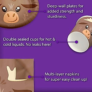 Moose Birthday Party Supplies Set Plates Napkins Cups Tableware Kit for 16