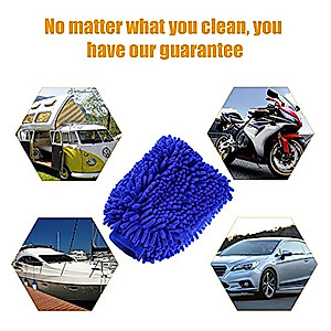 UYYE Chenille Car Wash Mitt of Car Interior and Exterior Accessories, Ultra Absorbent Microfiber Mitt for Cars, Trucks, SUV, Boat & Motorcycle, Blue（ 1-Pack, Extra Large