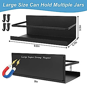 Jazzsthup Magnetic Spice Rack, 2 Pack Magnetic Spice Rack for Refrigerator, Strong Magnetic Shelf with Removable Hooks, Magnetic fridge organizer for Holding Jars, Perfect Space Saving stove shelf