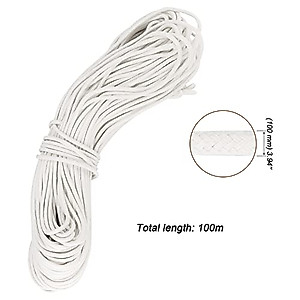 MOUYAT 328 Ft x 1/4 Inch Natural Cotton Rope, White Clothesline Cotton Cord, All Purpose Braided Cotton Cord Utility Rope for Clothes Hanging, Macrame, Plant Hanger, Knitting Crafts