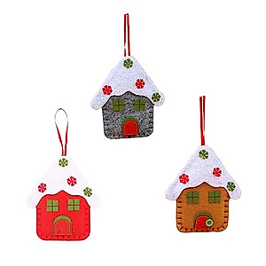 Garneck 3pcs Christmas Tree Pendant Felt Xmas Tree Ornaments Winter Festive Decoration Christmas Hanging Decors Christmas Pendants Durable Hanging Ornament Small House Non-Woven Fabric