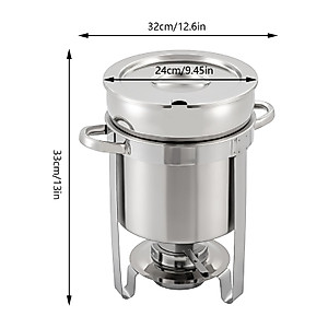 BANLICALI 7L Soup Chafer, 400W Stainless Steel Soup Pot with Electric Heating Plate and Pump, Round Soup Chafer for Catering Parties Events Wedding Silver Adjustable Temperature 50-85℃