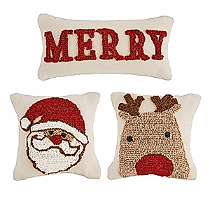 Mud Pie Christmas Mini Canvas Pillow, Merry