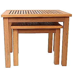 Sunnydaze Set of 2 Meranti Wood Outdoor Nesting Tables