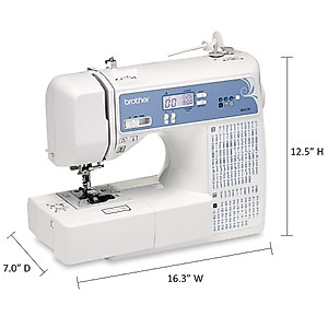 Brother XR9550 Sewing and Quilting Machine, Computerized, 165 Built-in Stitches, LCD Display, Wide Table, 8 Included Presser Feet, 20x12x17, White