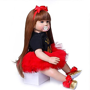 Zero Pam Lifelike Reborn Toddler Girls Dolls 24 Inch Realistic Looking Handmade Reborn Baby Dolls Weighted Body Princess Dress Newborn Silicone Vinyl Girl for 3 Yea Old Girls Children