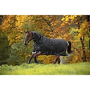 HORSEWARE Ireland Amigo Bravo 12 Plus Medium Weight Waterproof Breathable Horse Turnout Blanket, 250G, Black/Strong Blue/Black, 72