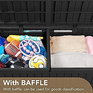 Devoko 150 Gallon Deck Box Resin Outdoor Storage Box Waterproof Storage Container for Patio Furniture Cushions, Pool Toys, Garden Tools