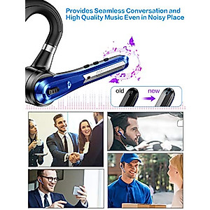 GPEESTRAC Bluetooth Headset [Upgraded] Active Noise Cancelling Bluetooth Headphones, Bluetooth Earpiece CVC8.0 Dual-Mic Hands-Free V5.0 Comfortable Earbud