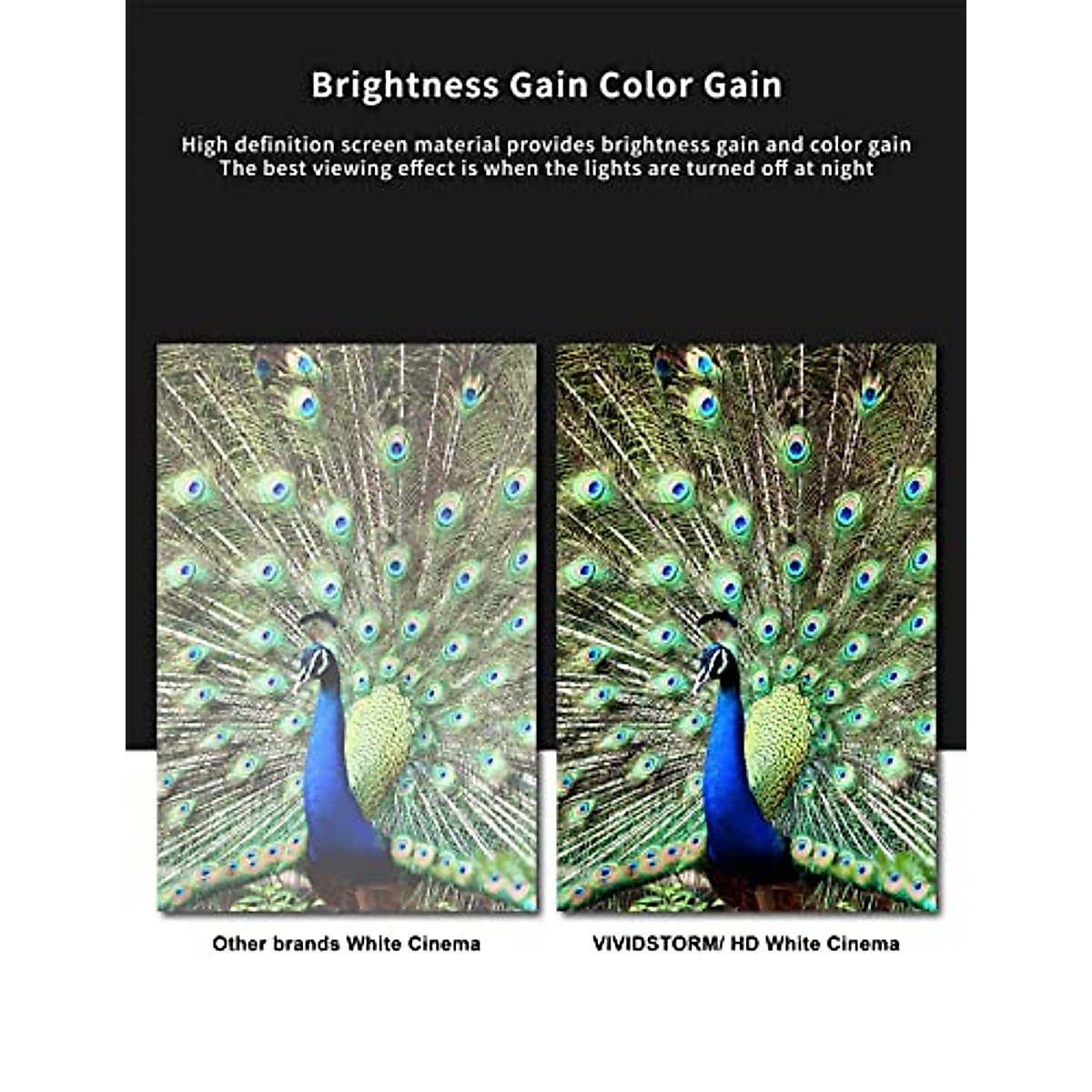 VIVIDSTORM-Projector Screen S 110 inch Portable Folding Stand Indoor Tension Floor Screen 4k HD White Cinema, 4K/3D/UHD Gaming/Home Cinema,Compatible with Normally Projector,VSDSTW110H