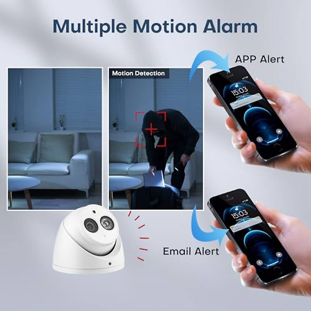 VALUCAM 6MP PoE IP Camera, 2.8mm Wide Angle, 164ft IR Night Vision, IVS Detection, Outdoor Turret Camera with Mic, Metal IP67 Weatherproof, H.265, WDR, 3D DNR, DMSS/SmartPss Lite