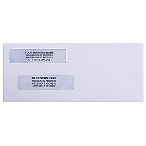 500 Self Seal QuickBooks Double Window Security Check Envelopes - for Business Laser Checks, Ultra Security Tinted, Self Adhesive Peel & Seal White, Size 3 5/8 x 8 11/16-24lb NOT for INVOICES