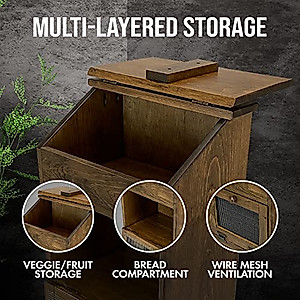 Peaceful Classics Potato Storage Wood Box, Wooden Bread Storage Bins, Decorative Potato and Onion Storage Bin, Potato Bin w/Grocery Section, Wooden Vegetable Storage for Kitchen Pantry, Special Walnut