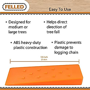 Felled Spiked Tree Felling Wedges for Tree Cutting – 10in Orange Plastic Felling Wedge, Logging Tools – 2 Pack