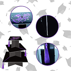 Graduation Decorations 2024 Graduation Cap Cupcake Stand with Tassel Graduation Party Favors Table Decor Grad Party Supplies (Purple)