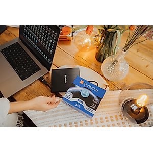 Verbatim External Slimline CD/DVD Writer - USB 3.2 Gen1 with USB-C Connection incl. USB-C to USB-A Cable - Compact Design - External DVD Writer - External CD-Drive - Slim Design