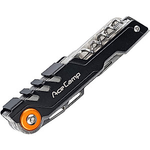AceCamp 11-in-1 Compact Multi-Tool Pocket Knife, Blade, Saw, Scissors, Corkscrew, Nail File, Screwdrivers, Small Pick, Thread Loop, Bottle and Can Opener