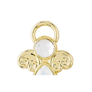 Gold Toned Glass Angel Lapel Pins, 1 Inch, Pack of 5