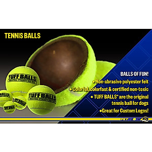 PetSport Tennis Ball Dog Toys | 6 Pack Medium (2.5") Pet Safe Non-Toxic Industrial Strength Felt & Rubber Tuff Balls | Play Fetch, Launch, Chuck or Toss at Dog Park