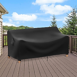 ADBAOBO Outdoor Furniture Cover, Patio Furniture Covers Waterproof, Outdoor Couch 3-Seater Sofa Bench Table Cover Heavy Duty 900D with Air Vent and Handles, 79" W x 37" D x 35" H inch, Black