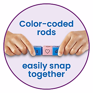 hand2mind Reading Rods Building Sight Words, Word Building Activities, Letter Blocks, Sight Words Kindergarten, CVC Words Spelling Toys, Reading Tools for Kids, Science of Reading Manipulatives