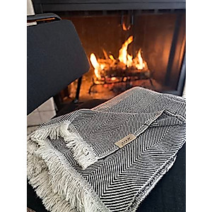 Loop Linen Cotton Throw Blanket, Hand Woven Housewarming Gift, Home Decor Blanket for Bedroom, Couch or Sofa. Large Blanket, Decorative.55x79