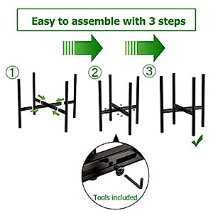 EKNITEY Adjustable Plant Pot Stand: Indoor Outdoor Modern Flower Holder Metal Plant Rack Organizer Planter Stand for Garden Patio Corner Bathroom Living Room Balcony Home Office (Black)