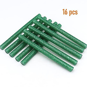 FOCMKEAS 16 PCS Mini Hot Glue Sticks 0.27" Dia. x 3.94" Long Hot Melt Glue Gun Sticks All Purpose Adhesive for Multi-Temp Hot Glue Gun Glue DIY Work， Glitter Green