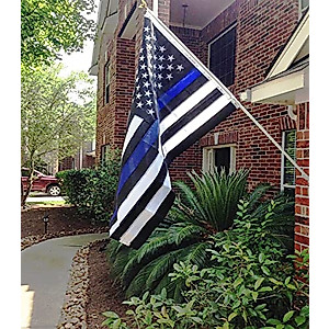 Homissor Thin Blue Line Flags 3x5 Outdoor Made in USA - Embroidered Stars Police Flag, Heavy Duty Back The Blue Flag Stripe Blue Line Lives Matter Flags Banner with 2 Brass Grommets
