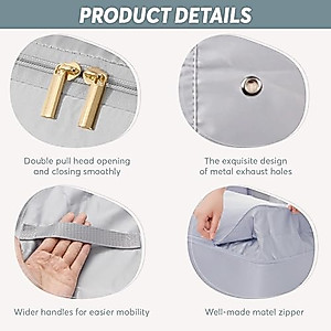 2 Pcs Ultra Space Saving Self Compression Organizer, Comforter Storage Bag, Moving Bag for Comforters, Clothes, Blankets, Bedding, College (X-Large, Gray)
