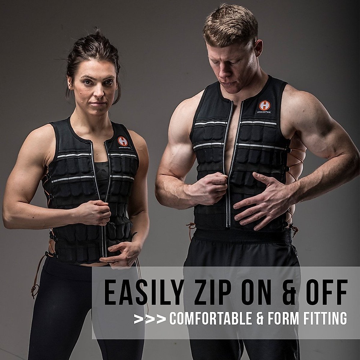 Hyperwear Hyper Vest ELITE Fully Adjustable Weight Vest - Stretch CORDURA® Fabric Zipper Thin Steel Weights - Weighted Vests for Running, Strength, Endurance, Walking (10 lbs SMALL)