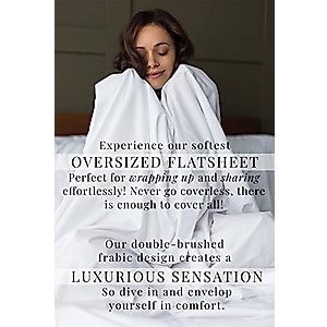 Southshore Fine Linens® - Oversized Flat Sheets Extra Large - 132 Inches x 110 Inches (Bright White)