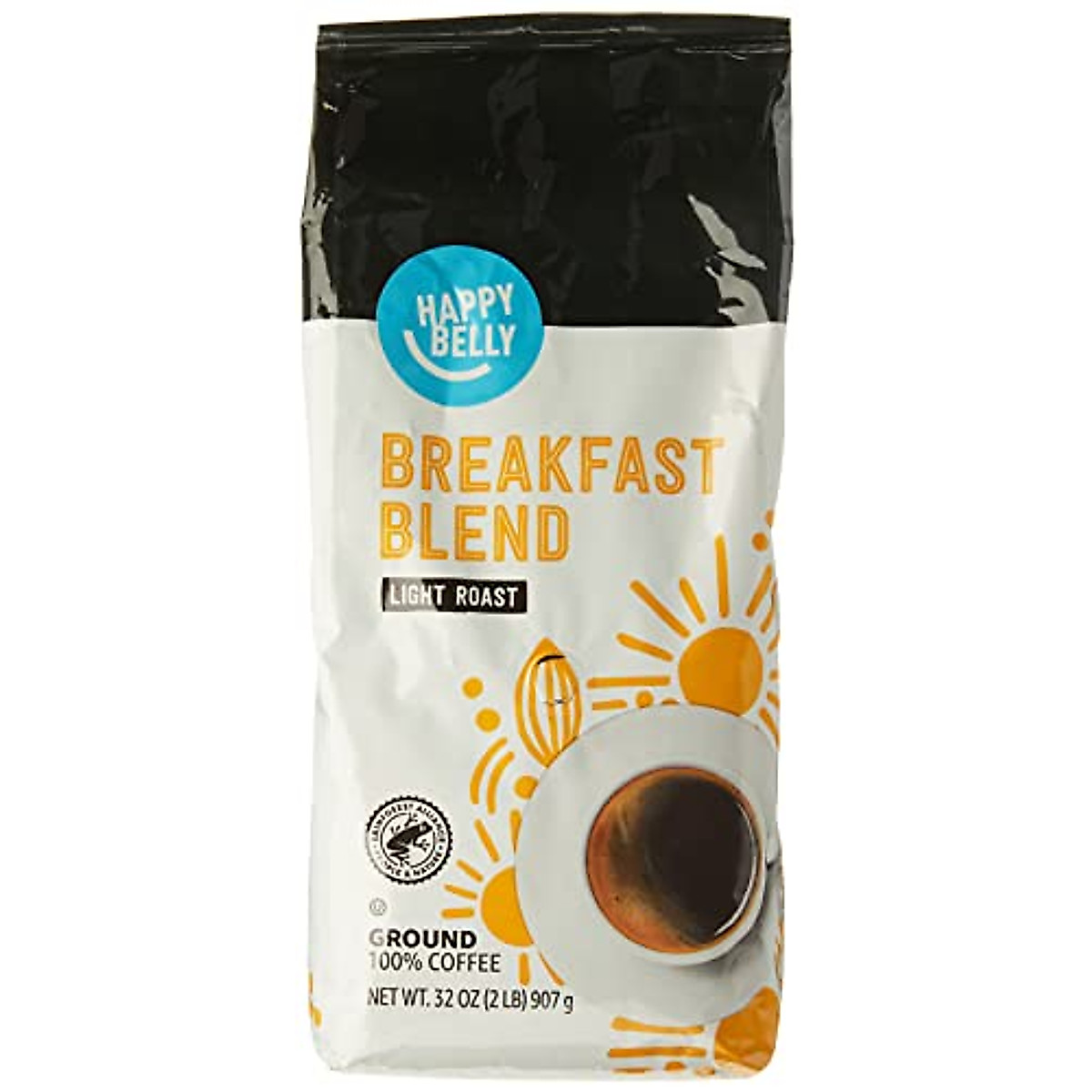 Amazon Brand - Happy Belly Breakfast Blend Ground Coffee, Light Roast, 32 Ounce