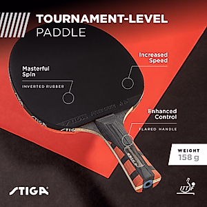 STIGA Evolution Performance Ping Pong Paddle - 6-ply Light Blade - 2mm Tournament-Approved Premium Sponge - Flared Handle for Next-Gen Grip & Control - Performance Table Tennis Racket