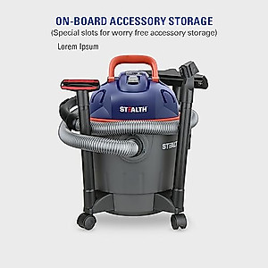 Stealth Wet/Dry Vacuum 5 Gallon, 5.5 Peak HP Shop Vacuum with Blower for Home, Garage, Car, Workshop,EMV051