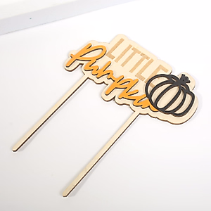 BOOMPA Little Pumpkin Wooden Cake Topper for Halloween - Wooden Cake Topper for Pumpkin Theme Party - Eco-Friendly Wooden Pumpkin Cake Topper - Fall Harvest Little Pumpkin Cake Topper