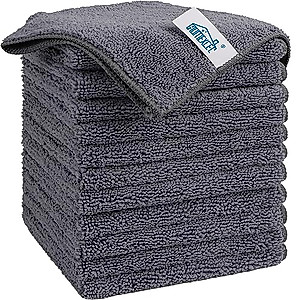 HOMEXCEL Microfiber Cleaning Cloth, 12 Pack Premium Microfiber Towels for Cars, Lint Free, Scratch-Free, Highly Absorbent, and Reusable Cleaning Rags for Car, Household, Kitchen, Window, 12"X12" Grey