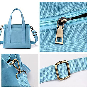 Women Canvas Tote Bag Classic Small Square Crossbody Bag Satchel Shoulder Bag Hobo Bag for Work School Travel