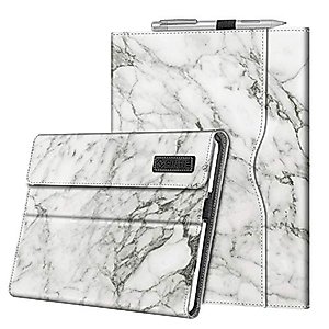 Fintie Protective Case for Microsoft Surface Go 3 2021 / Surface Go 2 2020 / Surface Go 2018 - Multi-Angle Portfolio Business Cover with Pocket, Compatible with Type Cover Keyboard (Marble White)