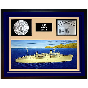 Navy Emporium USS AJAX AR 6 Framed Navy Ship Display Blue