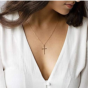 2pcs Gold Sliver Dainty Cross Necklace Simple Delicate Handmade Boho Personalized Necklace Gift