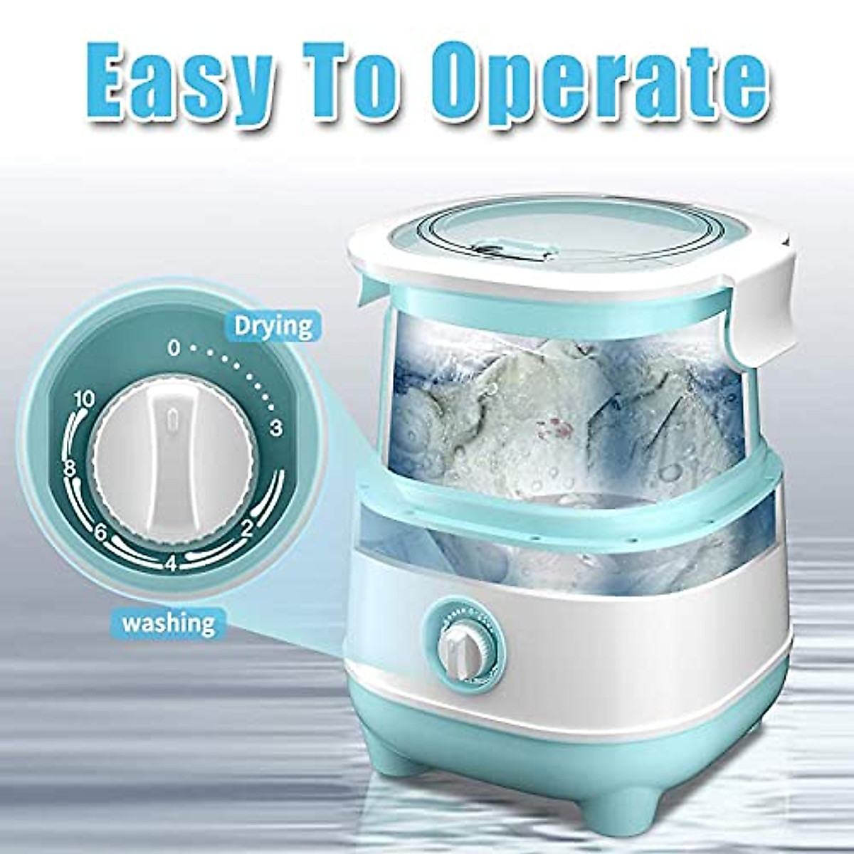 Foldable Portable Mini Washing Machine and Dryer, 10 Min Fast Washer and 3 Min Rotate Drying, 6.6 Lb Capacity Save Water and Energy,Green