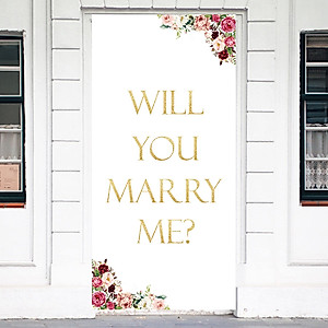 Will You Marry Me Door Banner Decorations, Bridal Shower Party Door Cover Sign Decorations Supplies, Wedding Engagement Party Photo Booth Props Backdrop Poster Background