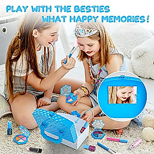 Kids Makeup Kit for Girls, Washable Makeup Kit For Little Girls Princess Real Cosmetic Beauty Set, Gifts for Toddles Girl Pretend Play, Frozen Makeup Set for Girls Toys for 3 4 5 6 7 8 Years Old Girls